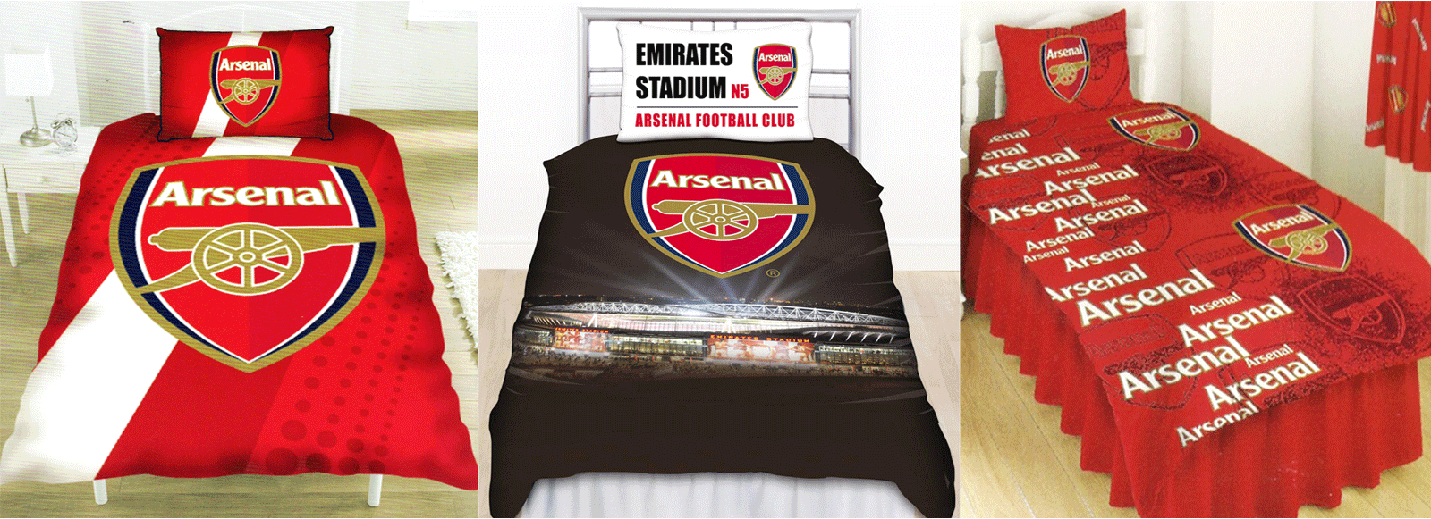 OFFICIAL ARSENAL FC FOOTBALL CLUB SINGLE DUVET QUILT COVER BEDDING SETS ...
