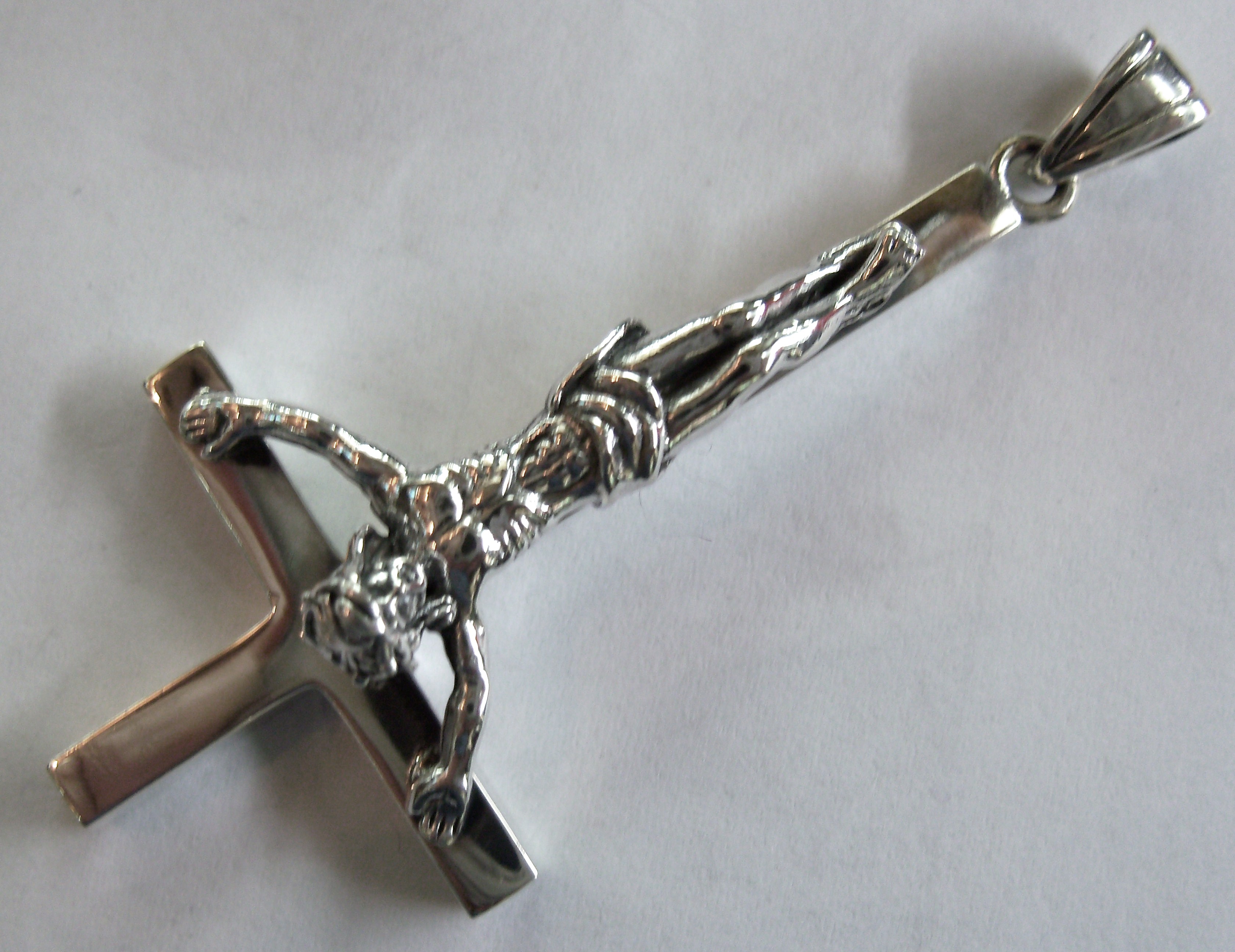 INVERTED CROSS CRUCIFIX JESUS CHRIST 925 STERLING SILVER PENDANT CHARM ...