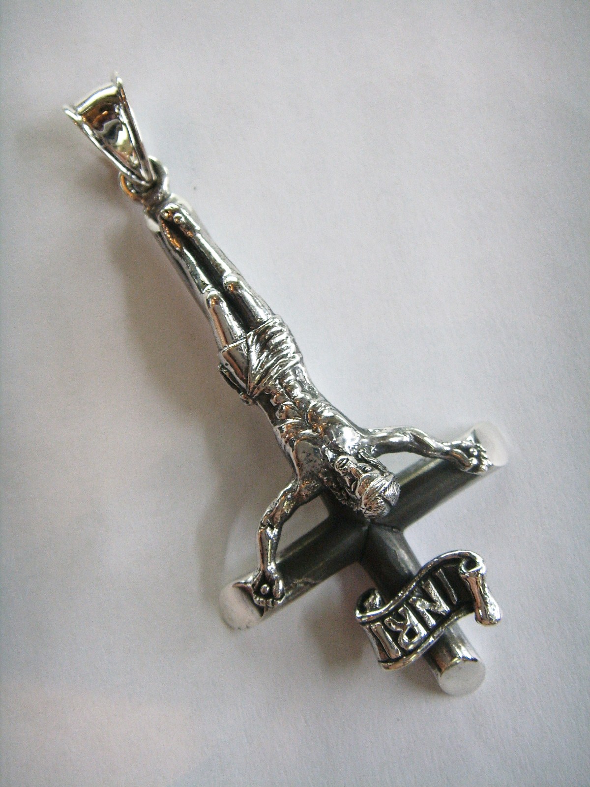 INVERTED CRUCIFIX JESUS CHRIST 925 STERLING SILVER PENDANT | eBay