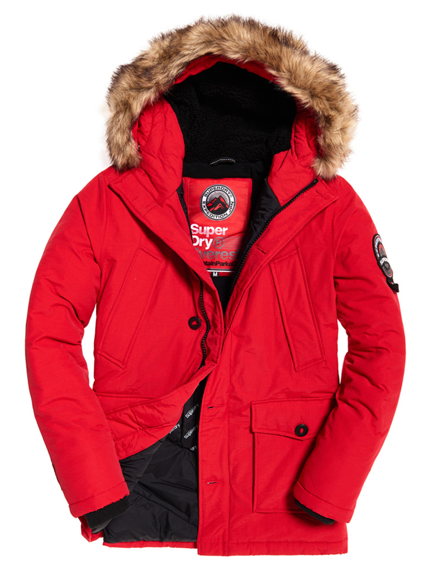 Superdry Faux Fur Parka Jacket Warm Long Hooded Padded Everest Winter ...