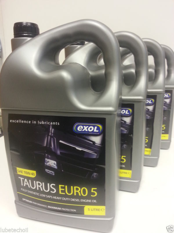 EXOL EURO5 10w40 FULLY SYNTHETIC LOW SAPS DIESEL ENGINE OIL 4 X 5 Ltr ...