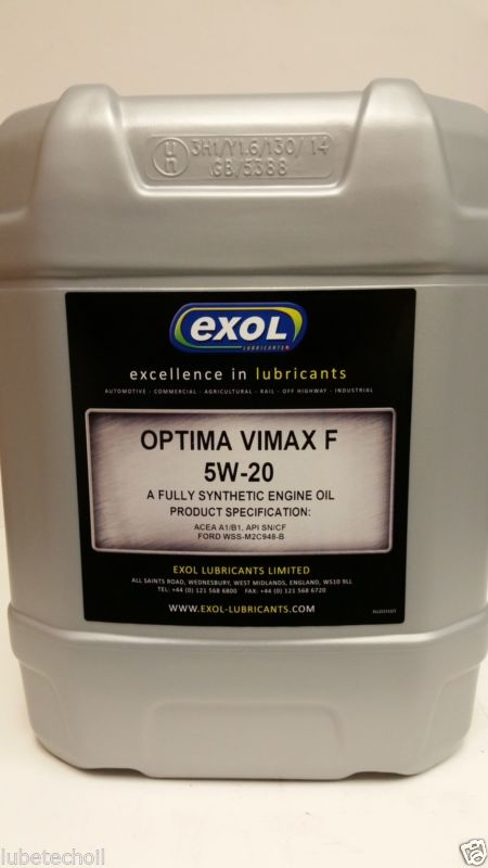 EXOL FORD ECOBOOST 5W20 SYNTHETIC ENGINE OIL APPROVED BY FORD 20LT DRUM ...