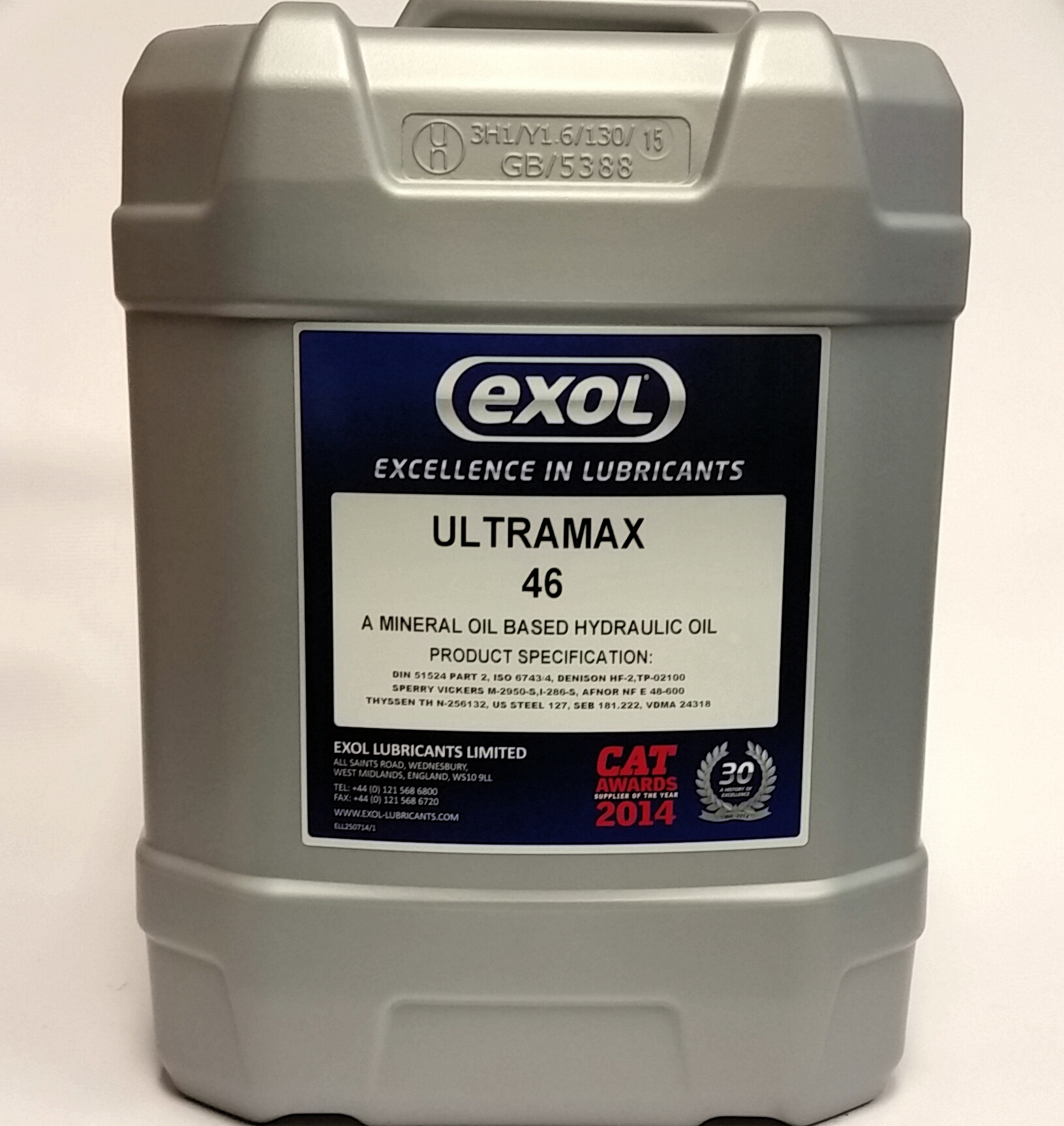 EXOL PREMIUM ULTRAMAX HYDRAULIC OIL 46 20 LITRE DIN 51524 PART 2 SPEC ...